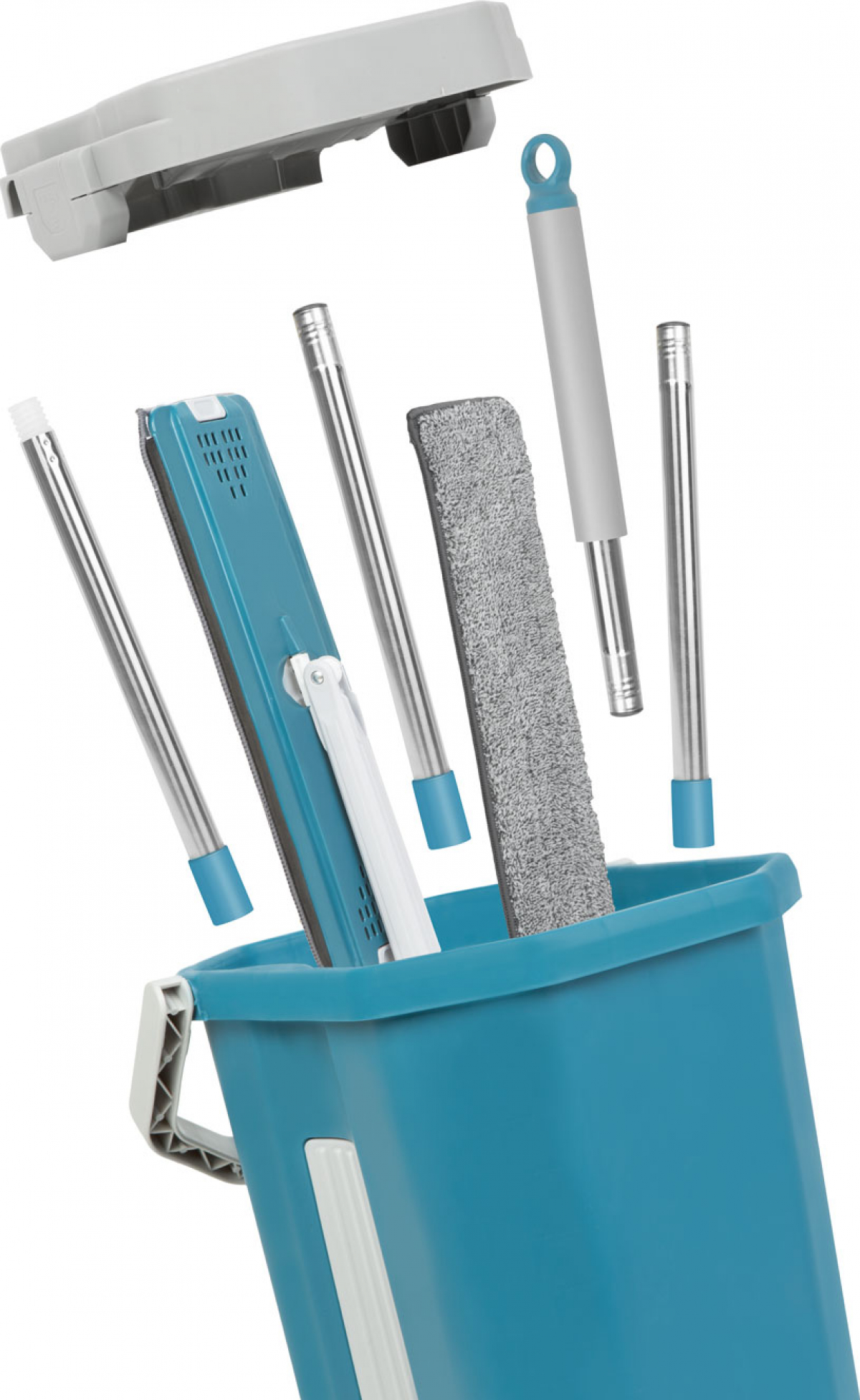 Set Curatenie Mop Plat cu 2 Lavete Microfibre si Galeata cu Sistem de ...