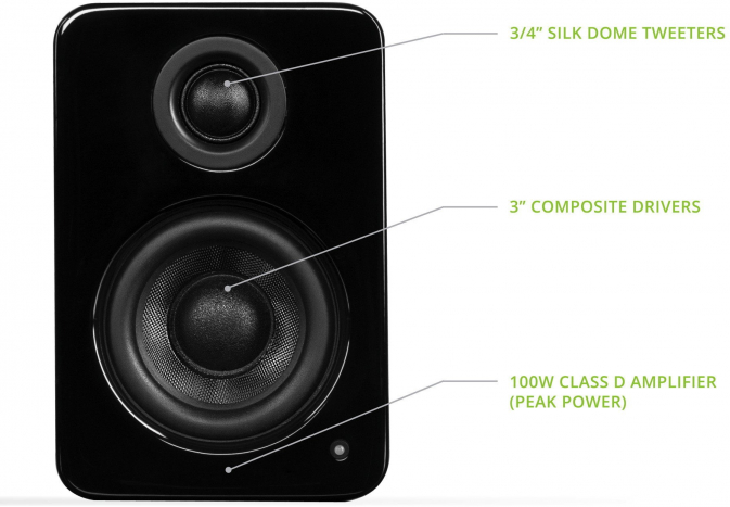 Boxe active KANTO YU2 BAMBOO 50W RMS DAC USB difuzoare Kevlar