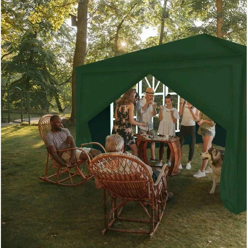Pavilion gradina 3x3x2 5 m cu 4 pereti laterali verde inchis