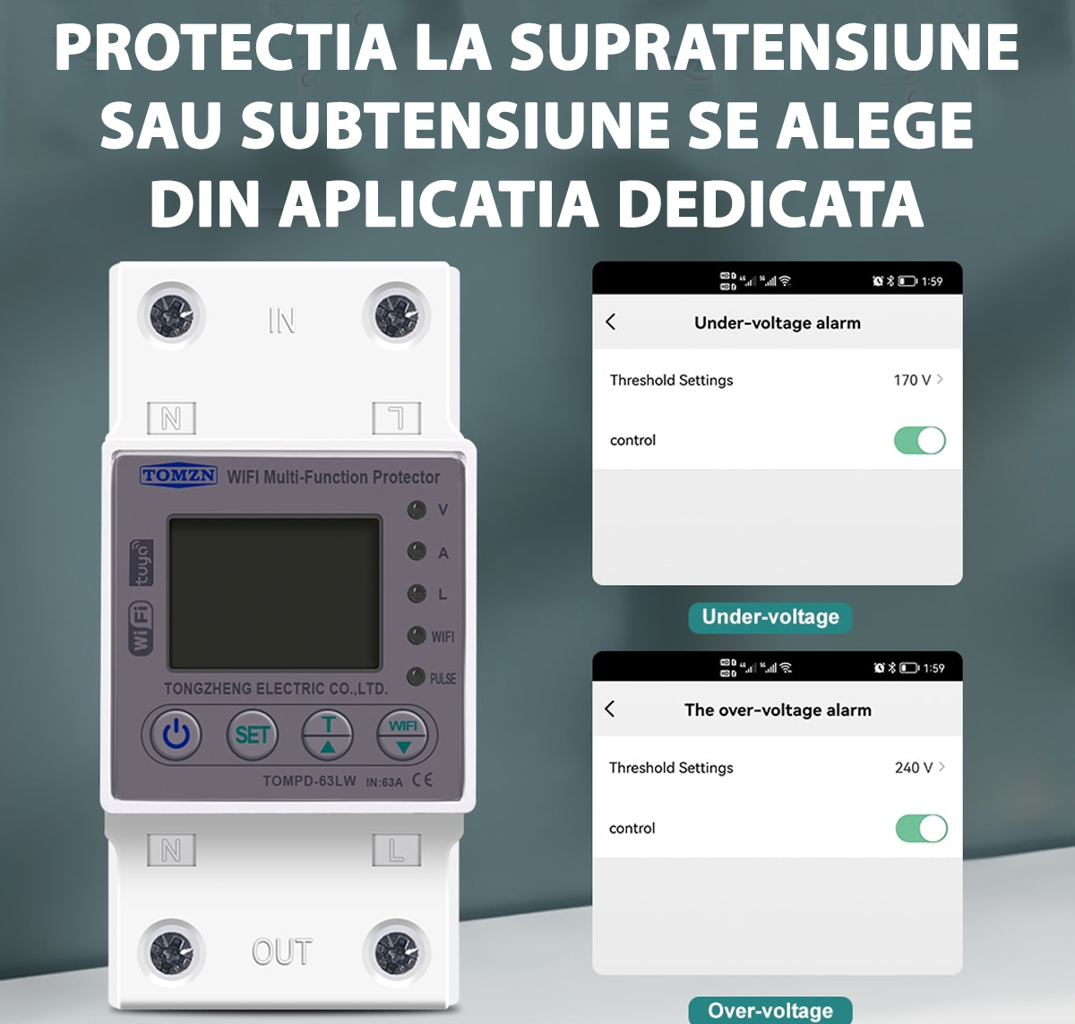 Contor monofazat inteligent WiFi 63A 110V 220V 50/60Hz cu functie de la ...