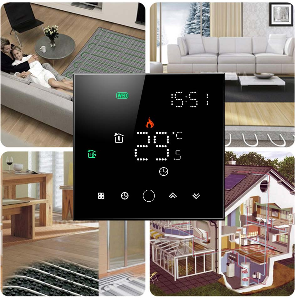 Termostat Techstar® Smart TH-10W Wireless 16A 3500W Google Home Alexa Tuya - cel.ro