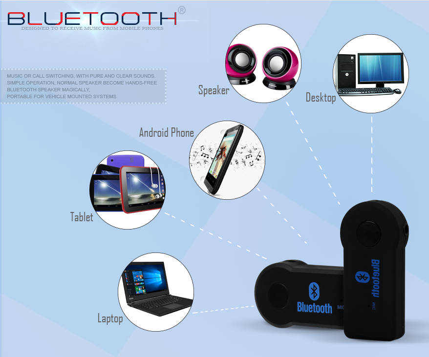 Receptor Bluetooth Audio Receiver Mini Adaptor BT Jack 3.5mm Stereo ...