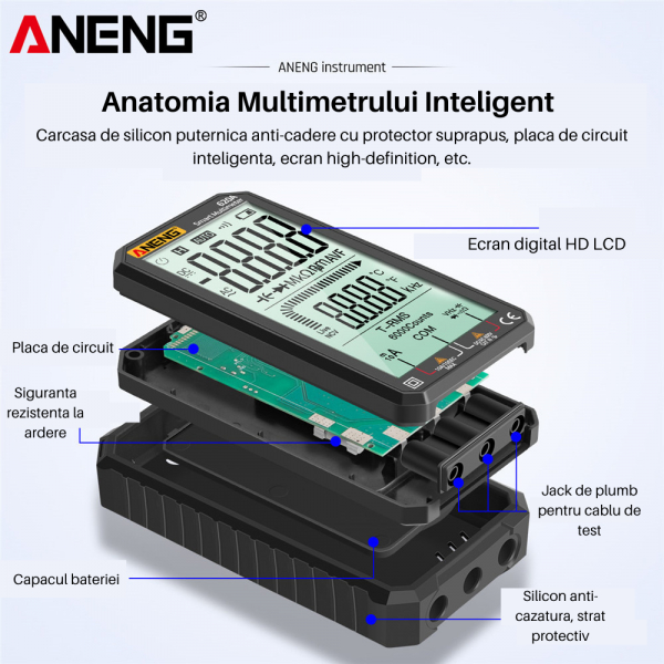 Multimetru digital ANENG 620A Avertizare Detectie automata Masoara la ...