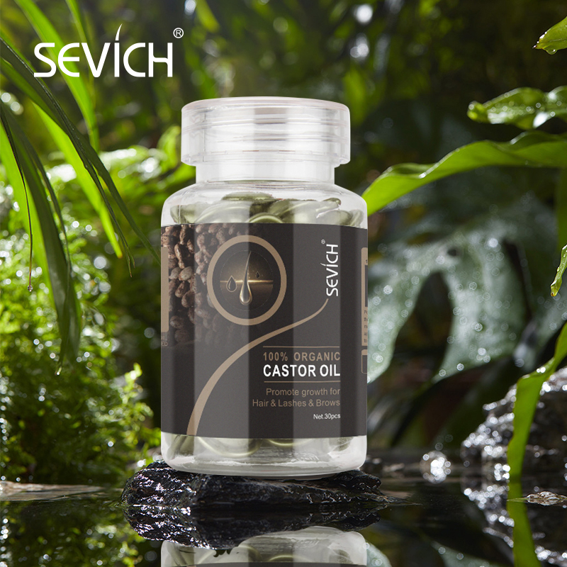 Capsule pentru crestere par gene si sprancene 100 Organic Ulei de ricin ...