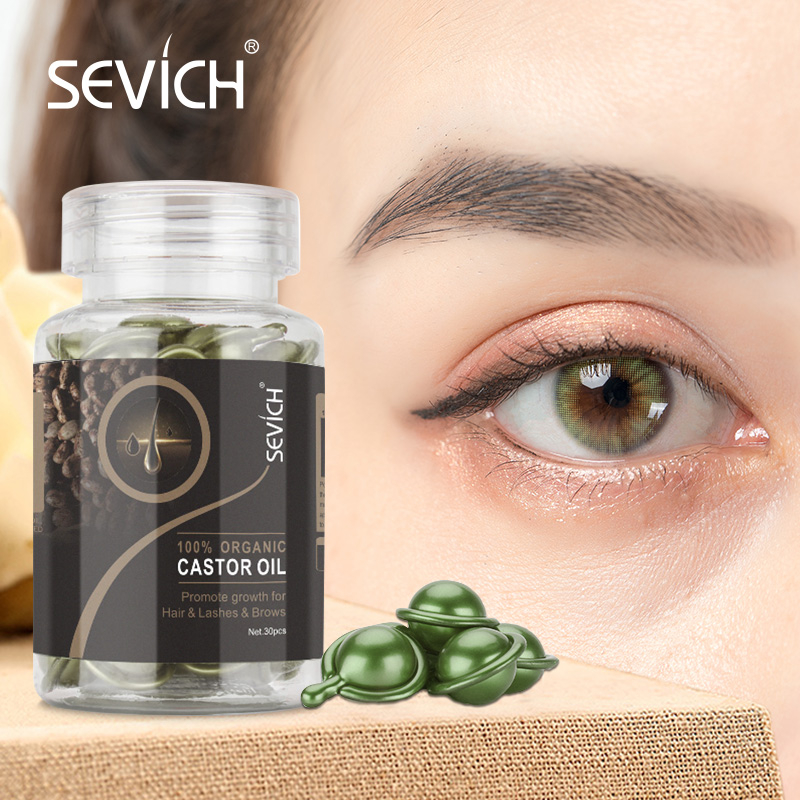 Capsule pentru crestere par gene si sprancene 100 Organic Ulei de ricin ...