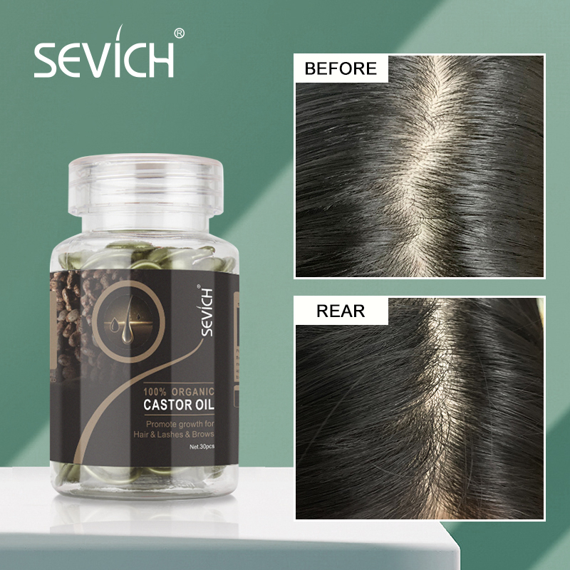 Capsule pentru crestere par gene si sprancene 100 Organic Ulei de ricin ...