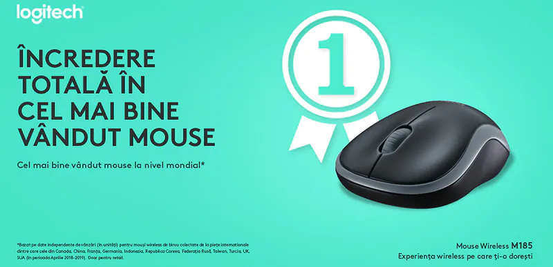 Mouse wireless Logitech M185 Rosu 910-002240 910-002240 - cel.ro