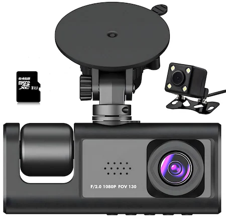 Camera Auto De Bord DVR Full HD 1080P 3 Lentile Camp Vizual Ultra-Larg ...