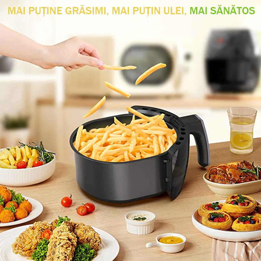 Friteuza Air Fryer RAF R.5330W cu aer cald Fara ulei 6 litri Sticla ...