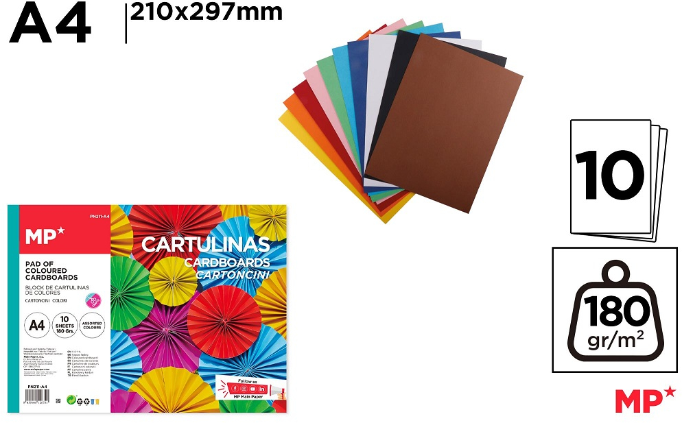 Carton colorat 10 coli A4 PN211-A4 - cel.ro