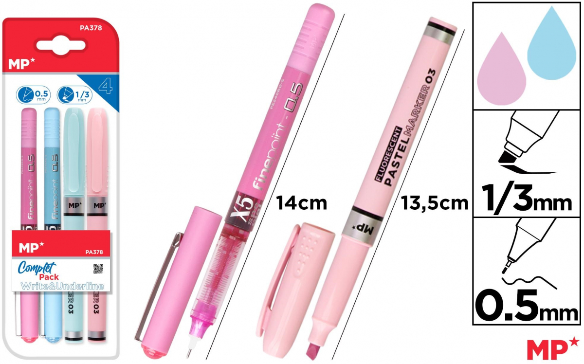 Set de scris 2 pixuri si doua markere colorate PA378 PA378