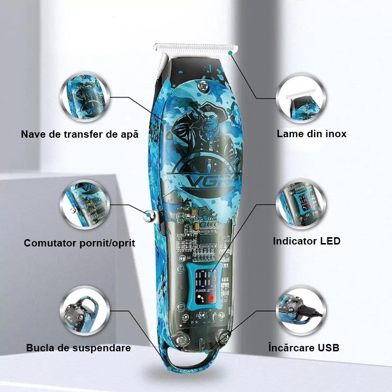 Set complet Ras & Tuns - 3x Aparat Profesional VGR V-645 - Afisaj Digital - cel.ro