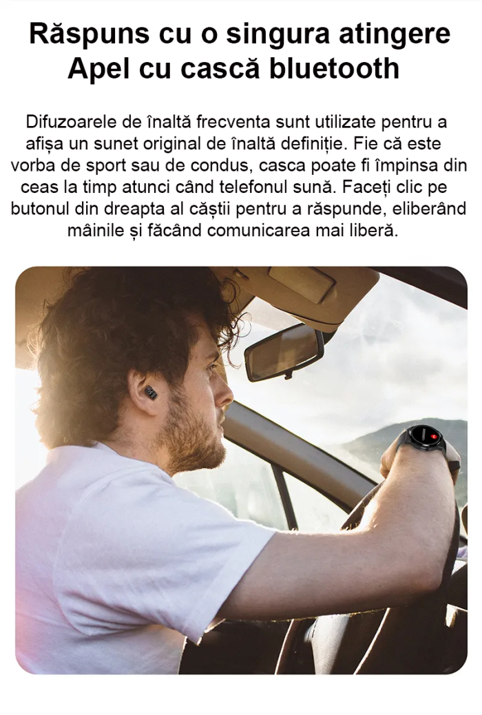 Ceas Smartwatch 2in1 cu CASTI Wireless Ecran tactil de 1.28 inch ...