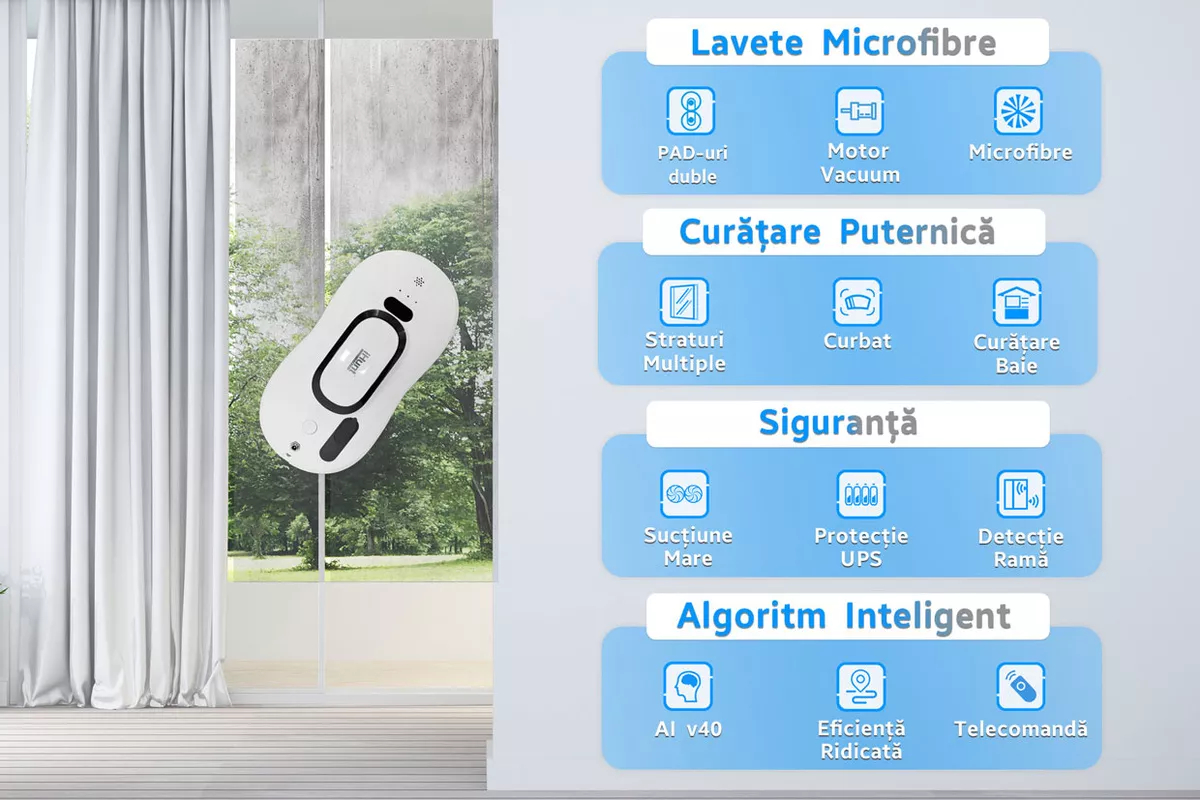 Robot autonom curatare geamuri iHunt Smart Window Robot 3 PRO 800W ...