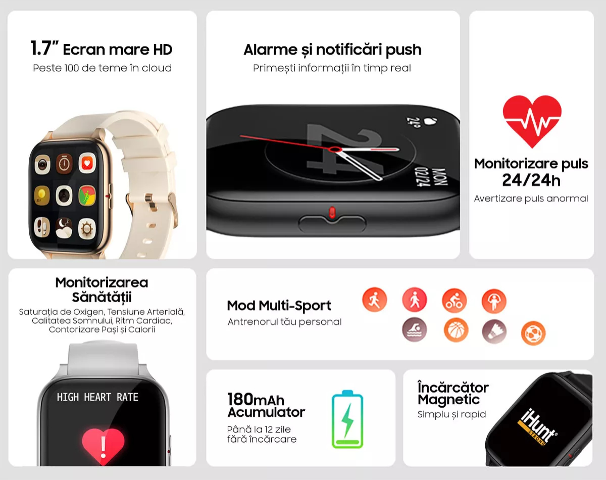 Smartwatch iHunt Watch 7 Full Touch 1.69 inch Black