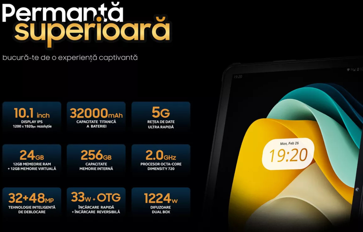 Tableta iHunt Strong Tablet P32000 ULTRA 5G 10.1 inch IPS HD+ 60Hz Octa ...