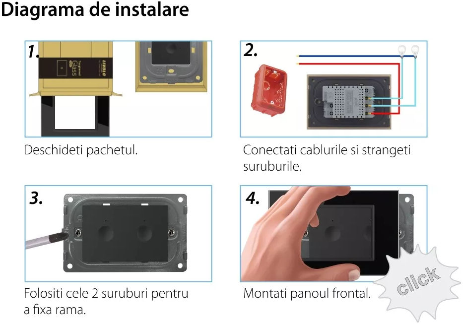 Intrerupator cu variator dublu cu touch Livolo cu rama din sticla ...