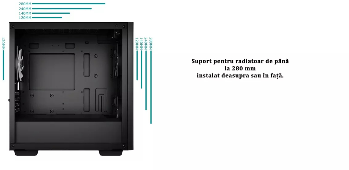 Carcasa Deepcool MATREXX 40 3FS Middle Tower Tempered Glass Negru - cel.ro
