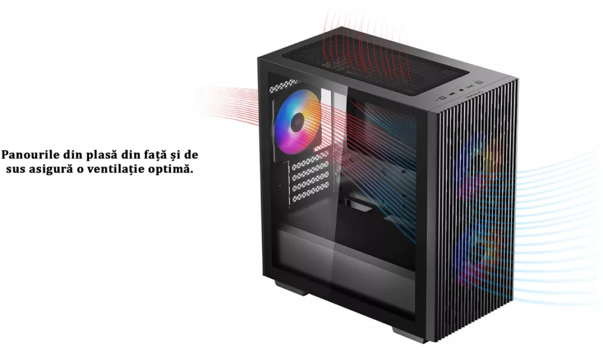 Carcasa Deepcool MATREXX 40 3FS Middle Tower Tempered Glass Negru - cel.ro