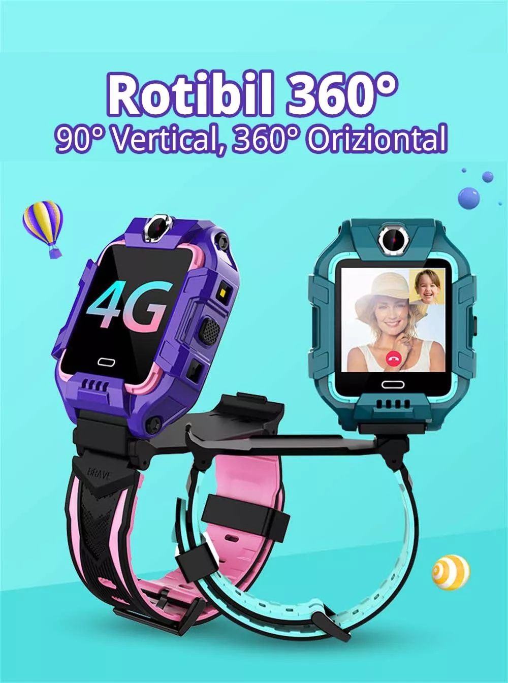 Ceas Smartwatch Copii Techstar and reg Y99 1.40 inch IPS Cartela SIM 4G ...