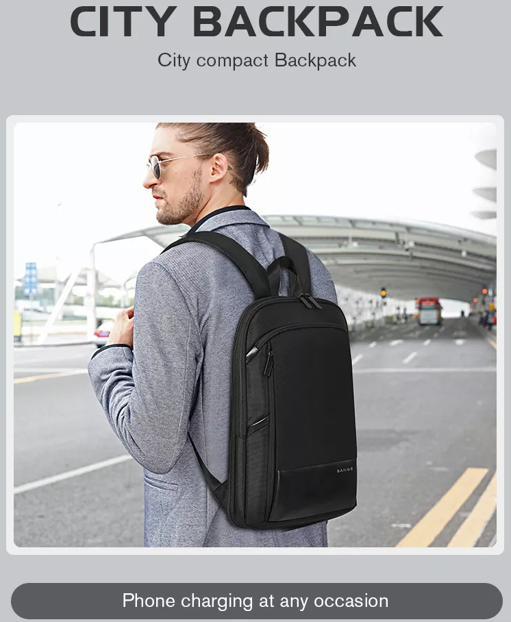 Rucsac laptop 17.3 smart business compact expandabil impermeabil BANGE - cel.ro