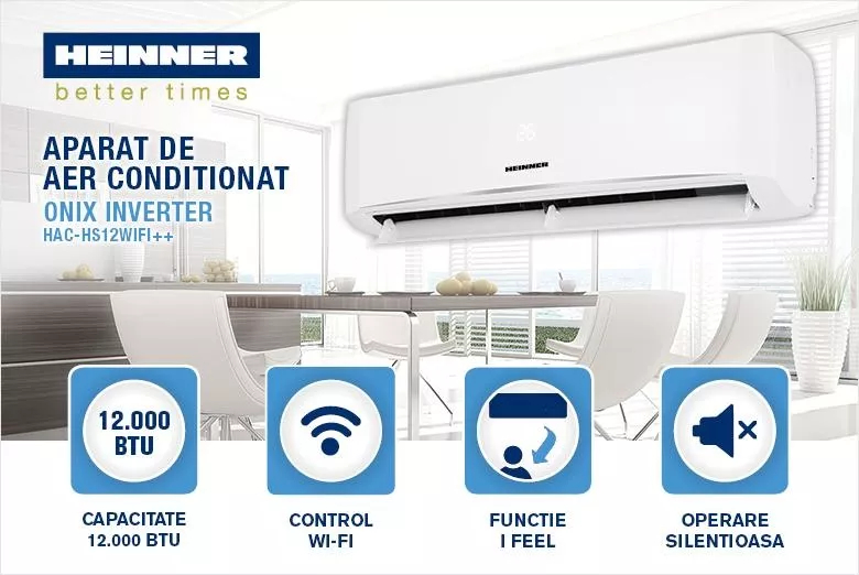 Aparat de aer conditionat Heinner HAC-HS12WIFI++ 12.000 BTU Clasa A++ ...