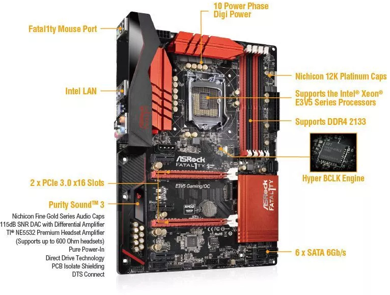 Placa de baza ASRock Fatal1ty E3V5 Performance Gaming OC Socket 1151 - cel.ro