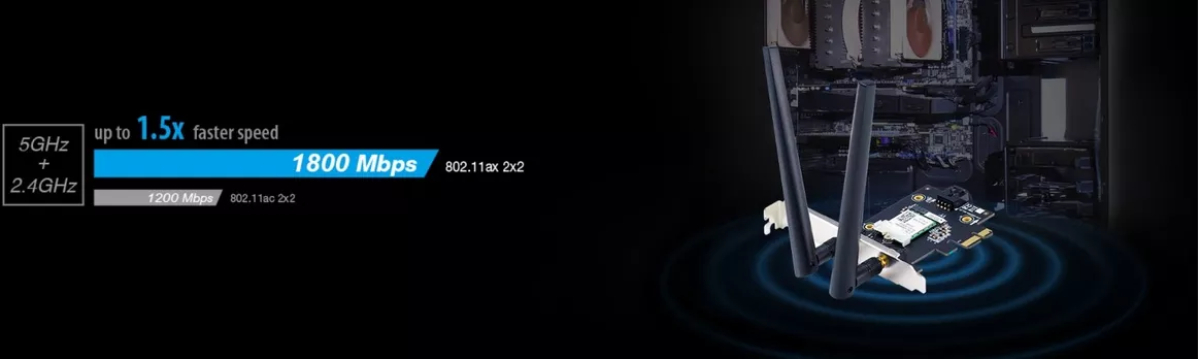 Placa de retea ASUS PCE-AX1800 AX1800 Dual-Band Wi-Fi 6 PCIe Bluetooth ...