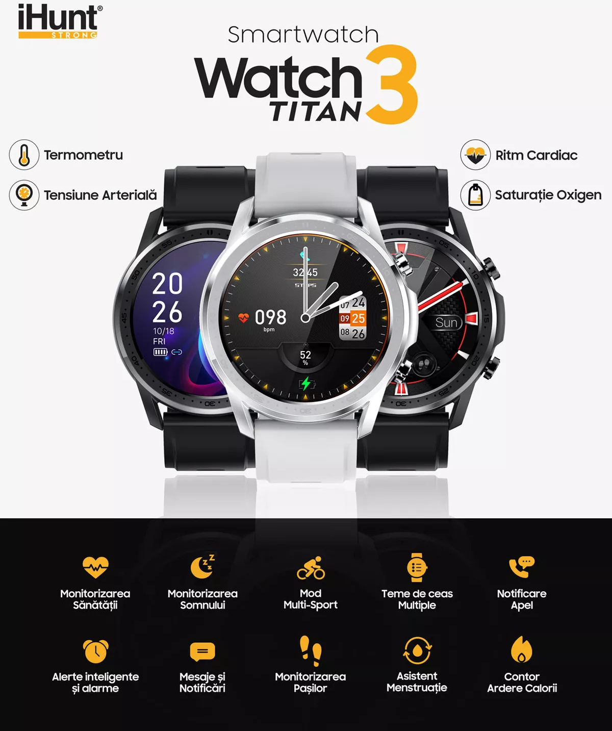 Telefon mobil iHunt S23 Ultra Dual SIM 8GB 128GB Negru + Smartwatch ...