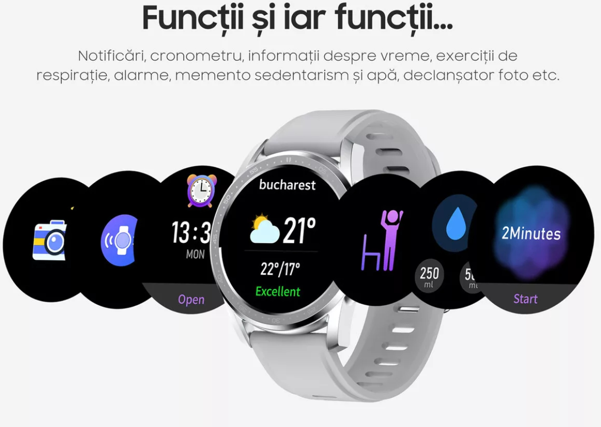 Telefon mobil iHunt S23 Ultra Dual SIM 8GB 128GB Negru + Smartwatch ...