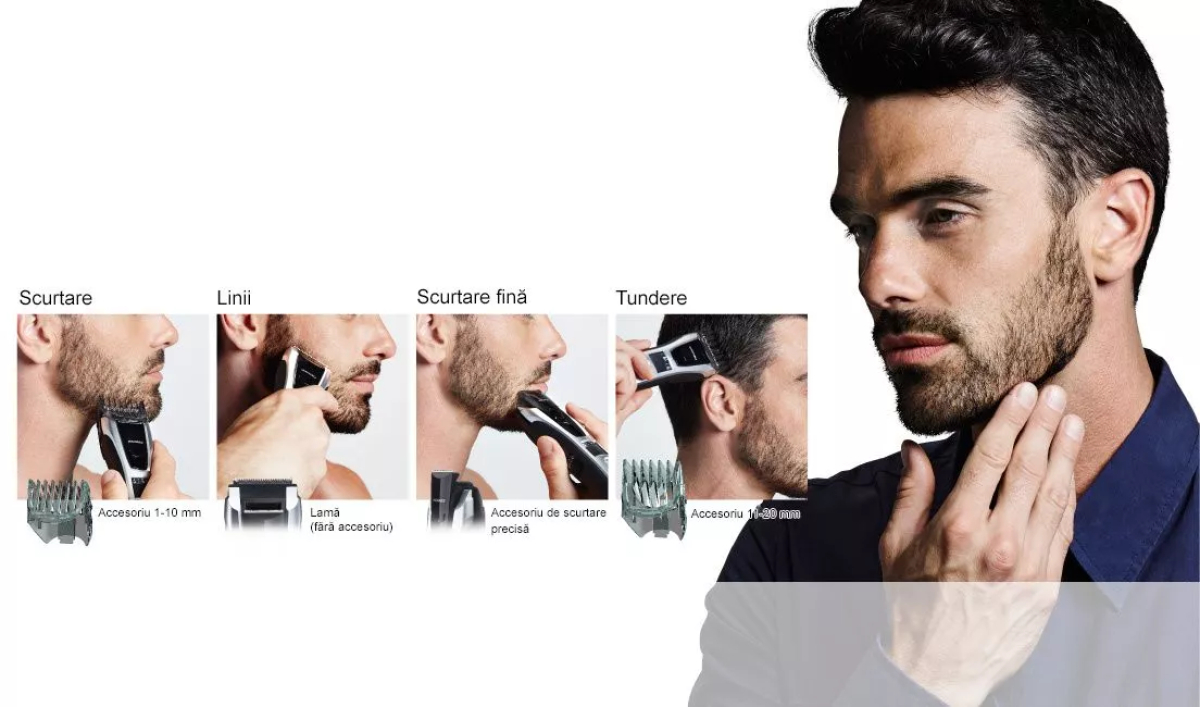 Aparat de tuns barba Panasonic ER-GB70-S503 LED Lavabil Negru pns00181 ...