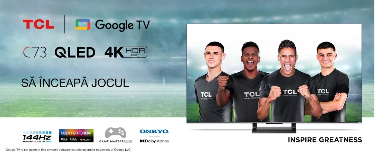 Televizor QLED 139 cm TCL 55C735 Clasa G Smart Google TV 4K Ultra HD 144Hz 55c735