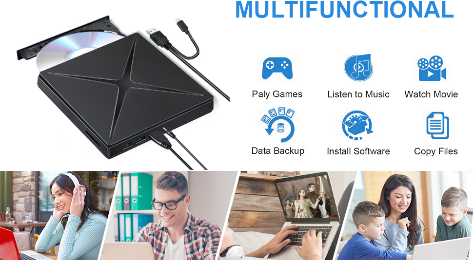 Unitate DVD CD RW externa portabila Axeloni ® Port Usb-C Hub USB 3.0 ...