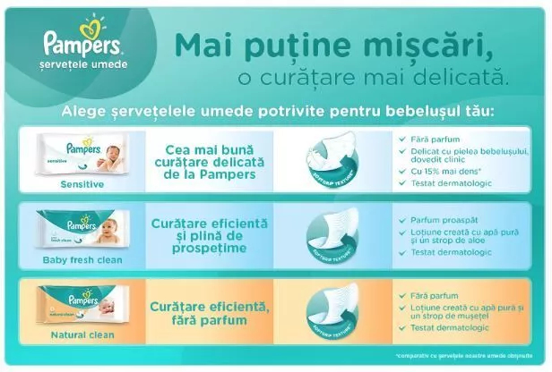 Servetele umede Pampers Natural Clean Duo 2 x 64 buc 81448786 - cel.ro