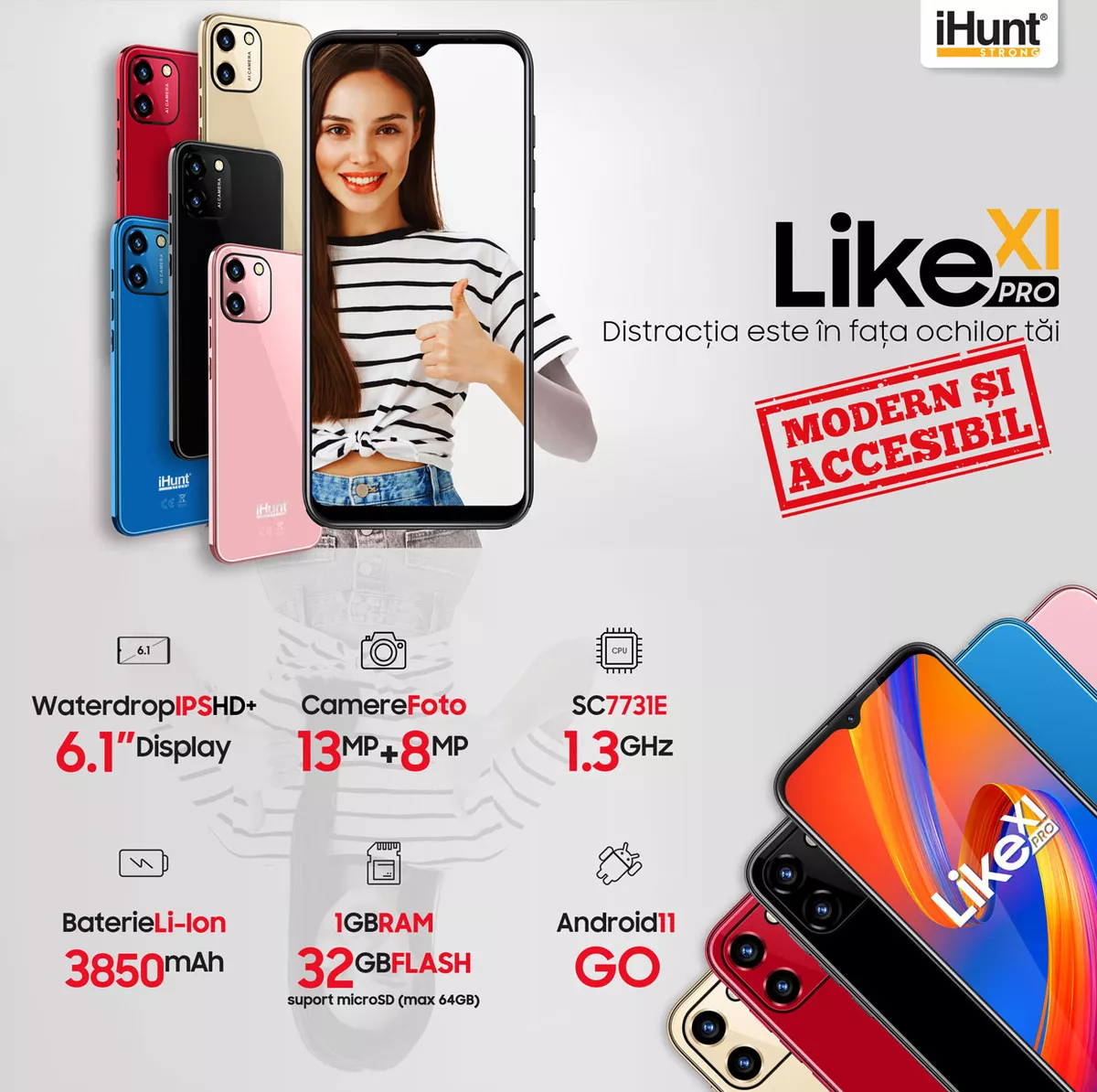 Telefon mobil iHunt Like 11 Panda Pro 2022 32GB Dual SIM 3G Blue Resigilat - cel.ro