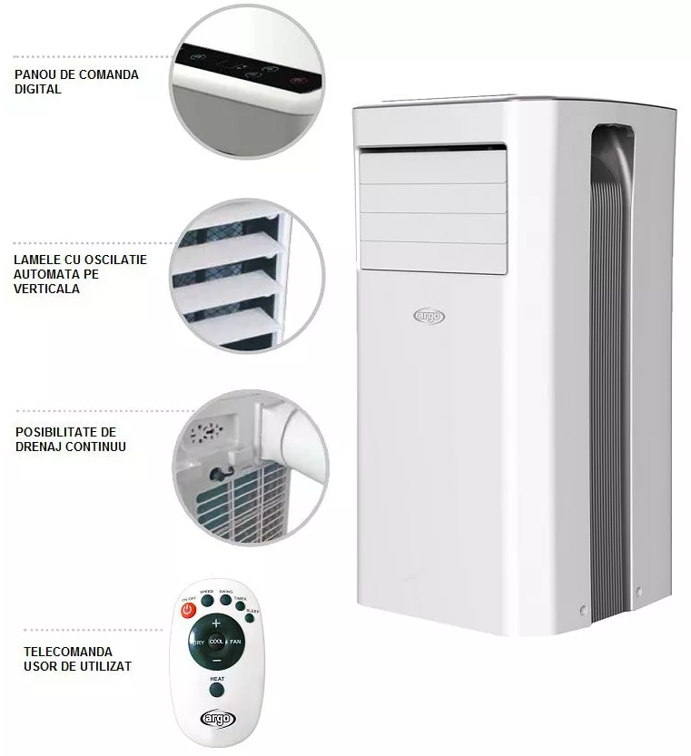 Aparat de aer conditionat mobil Argo GLAMOUR 10000 BTU Telecomanda ...