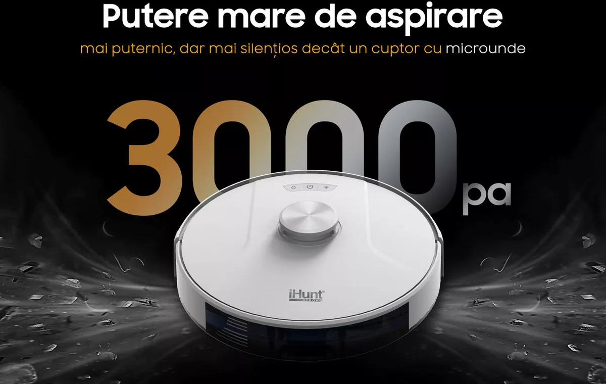 Robot aspirare iHunt Robo Clean PRO cu iHunt 28W 0.6l Home App Alb - cel.ro