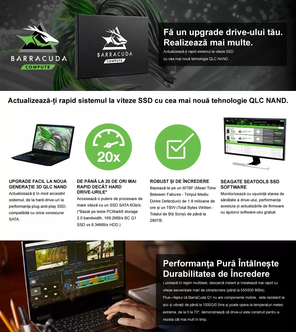 SSD Seagate BarraCuda Q1 960GB SATA-III 2.5 inch Resigilat - cel.ro