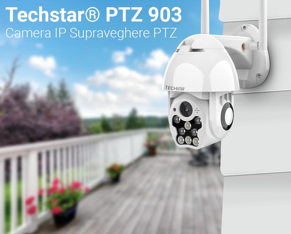 Camera Supraveghere PTZ Techstar® 903 2MP FullHD Lumina Infrarosie si LED - cel.ro