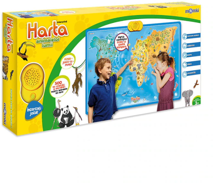 Harta interactiva a lumii Momki cu animale 3760145061317 - cel.ro