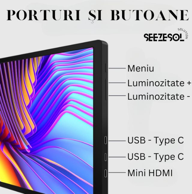 Monitor LED portabil pentru laptop Seezesol Solution&trade 15.4 inch ...