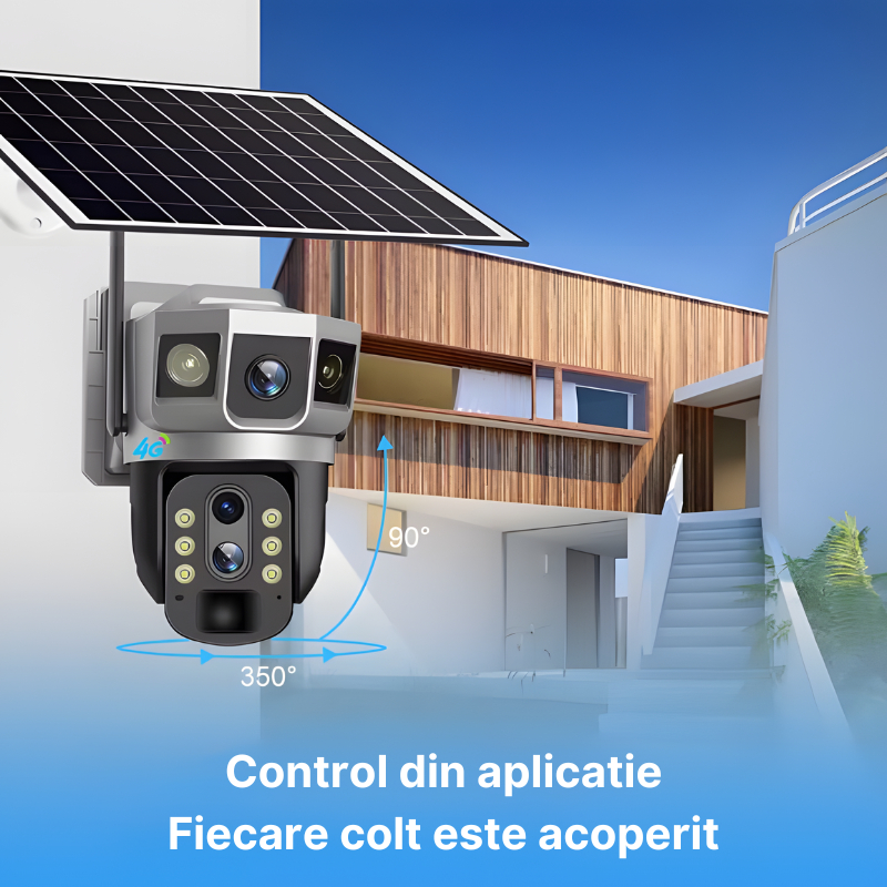 Camera de supraveghere cu panou solar MaGeCa 4G Cartela SIM 4MP Full HD ...