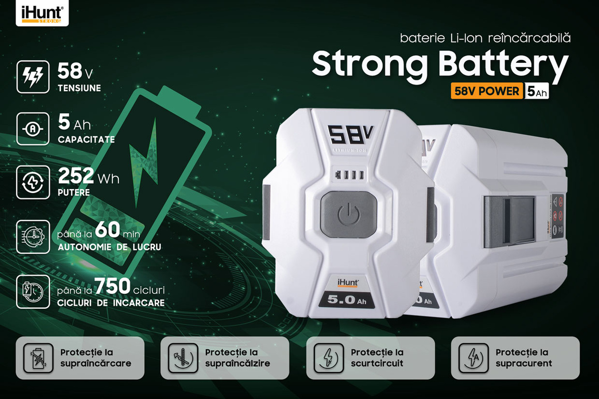 Acumulator 58V 5Ah iHunt Strong Battery 58V POWER - cel.ro