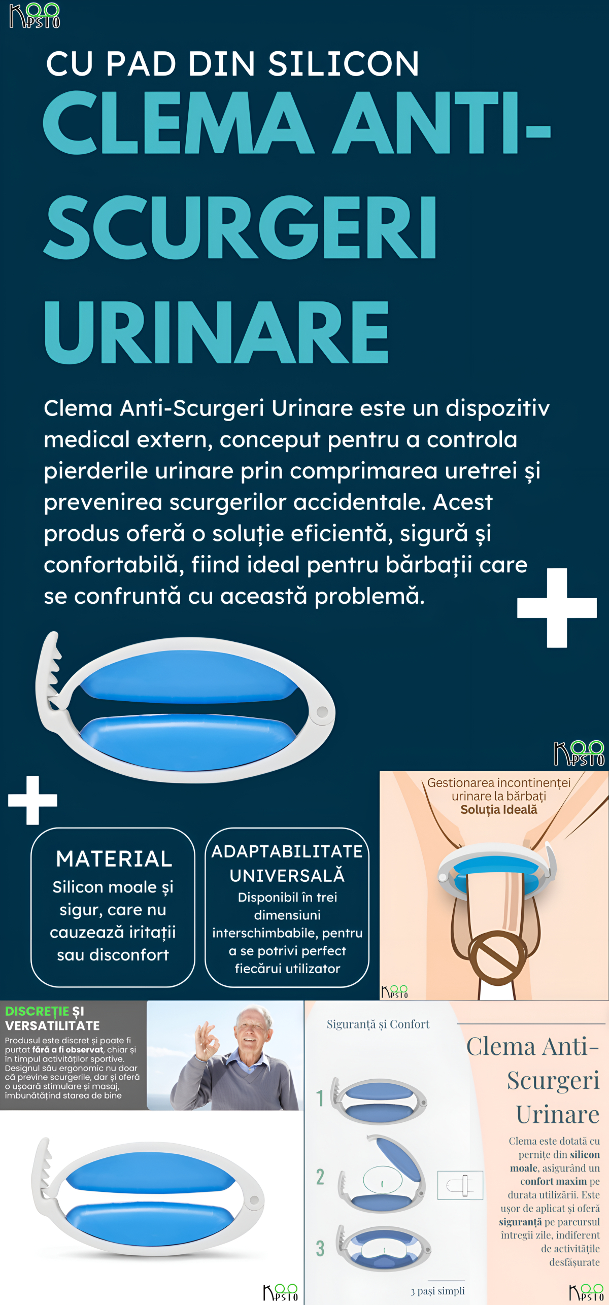 Clema Anti-Scurgeri Urinare cu Pad Din Silicon Control Eficient al