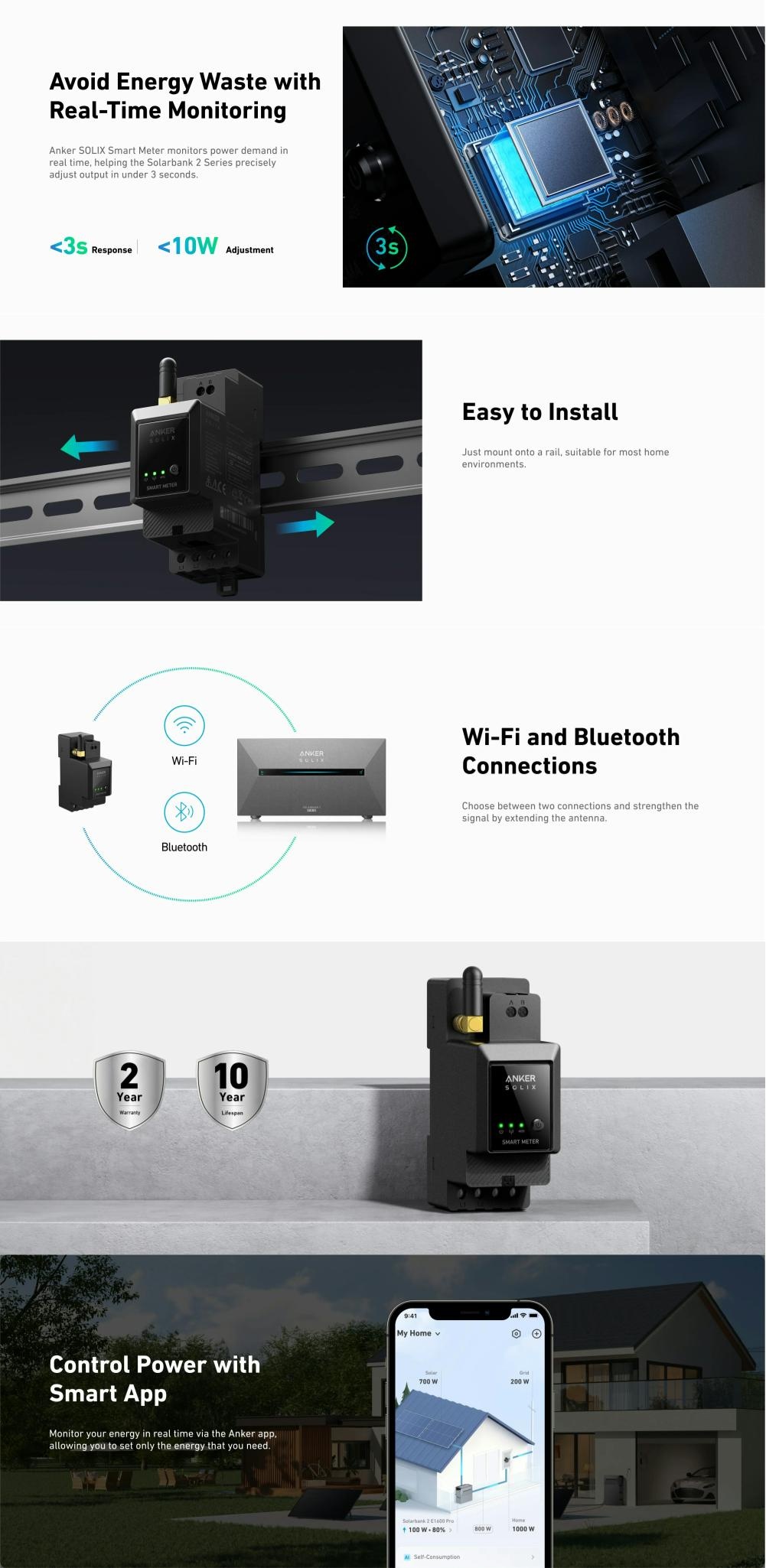 Contor inteligent Anker Solix Smart Meter compatibil cu Anker Solarbank ...