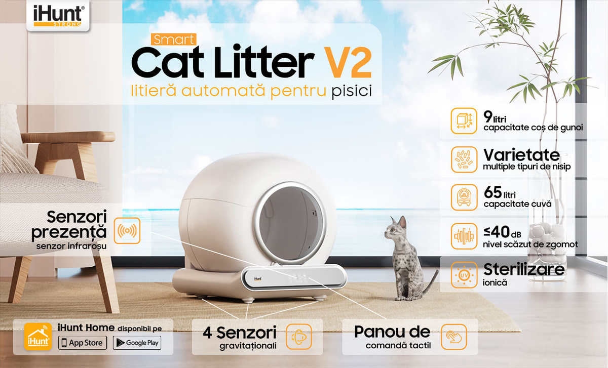 Litiera Automata iHunt Smart Cat Litter V2 pentru pisici - cel.ro