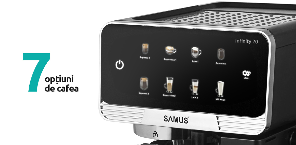 Espressor cafea Samus Infinity 20 1350W 7 optiuni de cafea 20 bari ...