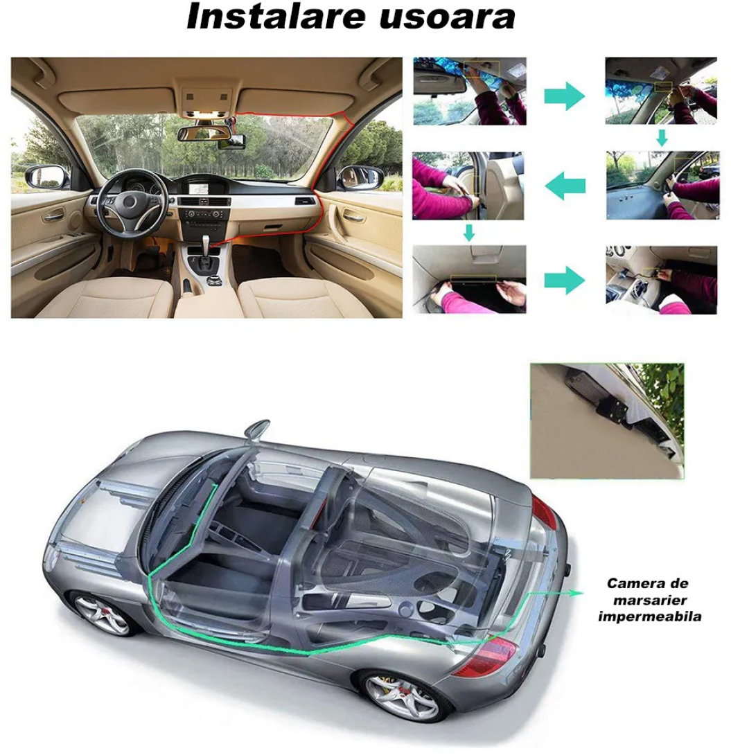 Camera Auto de bord DVR Wi-Fi Full HD 1296P Vichema® fata si spate Display