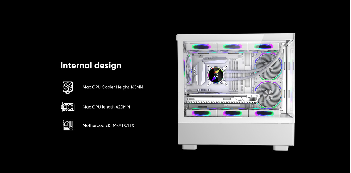 Carcasa Gaming 1STPLAYER MI5 Middle Tower ARGB ALB Tempered Glass M-ATX ...