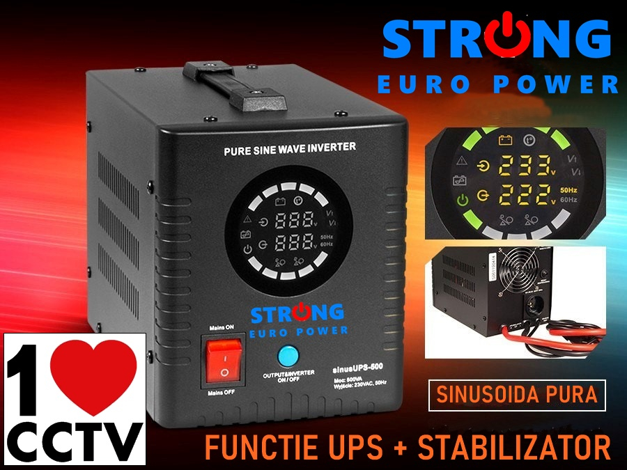 UPS centrala termica Strong Euro Power PRO-800E 800VA 500W 12V - black ...